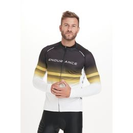 Radtrikot Endurance "Jobert" Gr. S, schwarz (schwarz, gelb), Herren, 90% Polyester, 10% Elasthan, mehrfarbig, bedruckt, Trikots, mit reflektierenden Elementen