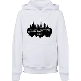 Kapuzenpullover F4NT4STIC "PARIS SKYLINE HOODIE UNISEX" Gr. 110/116, weiß, Mädchen, Obermaterial: 65% Baumwolle, 35% Polyester, Pullover, Print