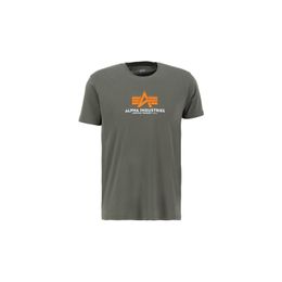 T-Shirt Alpha Industries "Alpha Industries Men - T-Shirts Basic T Rubber" Gr. M, grün (schwarz olive), Herren, Obermaterial: 90% Baumwolle, 10% Polyester, Shirts