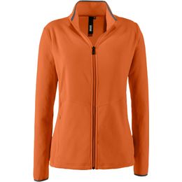 Fleecejacke DEPROC Active "DECORAH II WOMEN", Damen, Gr. 44 (L), orange, 100% Polyester, casual, tailliert, Langarm gerader Abschluss, Jacken, weiche Fleecejacke in traditioneller Optik