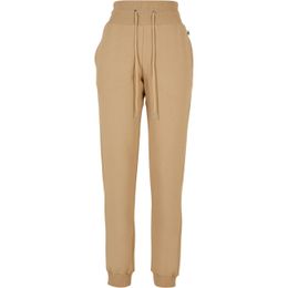 Jogginghose Urban Classics "Urban Classics Damen Ladies Organic High Waist Sweat Pants" Gr. 4XL, US-Größen, beige (unionbeige) Damen Hosen