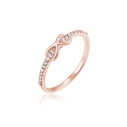 Fingerring Elli "Infinity Kristalle Edel Cute 925 Silber" Fingerringe Gr. 52mm, mit Steinen, Silber 925 (Sterlingsilber), 2mm, rosegold (rosegold, weiß) Damen