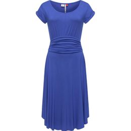 Sommerkleid Ragwear "Yvone Solid" Gr. S (36), Normalgrößen, blau (graublau) Damen Kleider leichtes Jersey-Kleid mit Taillengürtel