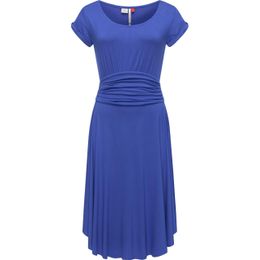 Sommerkleid Ragwear "Yvone Solid" Gr. XL (42), Normalgrößen, blau (graublau) Damen Kleider leichtes Jersey-Kleid mit Taillengürtel