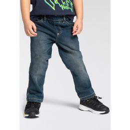 Schlupfjeans Arizona "Stretch-Jeans für kleine Jungen" Gr. 122, N-Gr, blau (blue, used) Jungen Jeans bequeme Passform, gerade Beinform, mit Gummizug im Bund