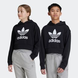 Kapuzensweatshirt adidas originals "CROPPED HOODIE" Gr. 152, schwarz Kinder Sweatshirts