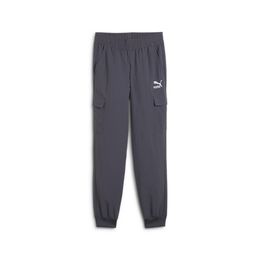 Sporthose Puma "CLASSICS Cargohose Jungen" Gr. 128, Normalgrößen, grau (galactic gray) Kinder Hosen