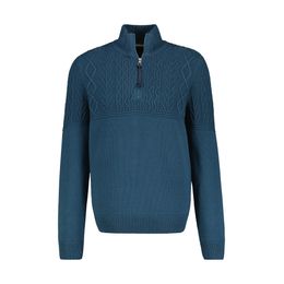 Strickpullover Lerros "Lerros Stricktroyer mit Cable-Muster" Gr. L, blau (rich blue) Herren Pullover