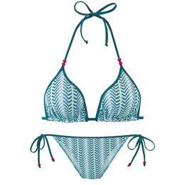 Triangel-Bikini Vivance Gr. 34, Cup C/D, blau (blau bedruckt) Damen Bikini-Sets mit Zierperlen