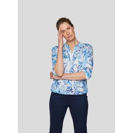 Klassische Bluse Rabe "Rabe Sommerliche mit Blumenmuster" Gr. 44, blau (hellblau) Damen Blusen