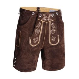 Trachtenlederhose Alessandro Salvarini "ASLederiio" Gr. Gr. 46, Normalgrößen, braun (dunkelbraun) Herren Hosen Aus echtem Leder inkl. Träger