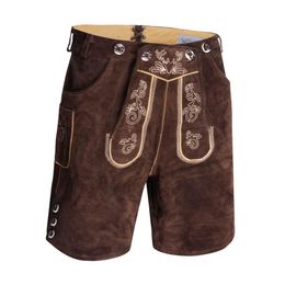 Trachtenlederhose Alessandro Salvarini "ASLederiio", Herren, Gr. Gr. 56, Normalgrößen, braun (dunkelbraun), Obermaterial: 100% Echtleder, Hosen, Aus echtem Leder inkl. Träger
