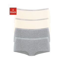 Panty Lascana Gr. 32/34, grau (grau, meliert, creme), Damen, Jersey, Obermaterial: 92% Baumwolle, 8% Elasthan (LYCRA), unifarben, Unterhosen, aus elastischer Baumwoll-Qualität