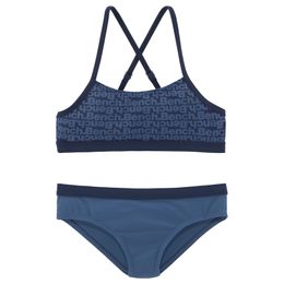 Bustier-Bikini Bench. Gr. 122/128, N-Gr, blau (marine bedruckt) Kinder Bikini-Sets in sportlichem Design