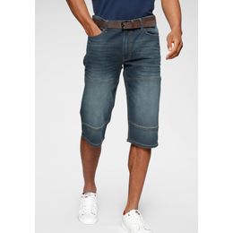 H.I.S. Jeansbermudas H.I.S "HANTZ" Gr. 40, N-Gr, blau (dunkelblau, washed), Herren, Denim/Jeans, Obermaterial: 75% Baumwolle, 23% Polyester, 2% Elasthan, Abriebeffekte, Jeans, gerader Beinschnitt, Used-Look mit Abriebeffekten