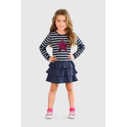 Jerseykleid Kidsworld "für kleine Mädchen" Gr. 116/122, N-Gr, blau (marine-geringelt) Mädchen Kleider für Partys und besondere Anlässe, kniefreie Länge, modischer Stil