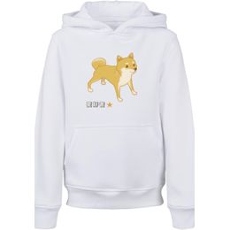 Kapuzenpullover F4NT4STIC "Shiba Inu Hund" Gr. 110/116, weiß, Mädchen, Obermaterial: 65% Baumwolle, 35% Polyester, Pullover, Print