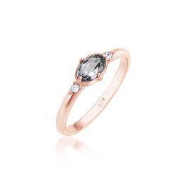 Verlobungsring Elli "Bandring Kristalle 925 Silber" Fingerringe Gr. 52 mm, Silber 925 (Sterlingsilber), 2 mm, rosegold (rosegold, grau) Damen