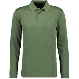 Poloshirt Ragman, Herren, Gr. M, grün (khaki, 336), Baumwollmischung, casual, regular fit, hoch geschlossener Ausschnitt, Langarm, Shirts