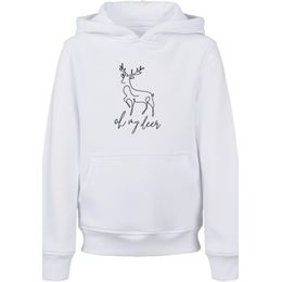 Kapuzenpullover F4NT4STIC "Winter Christmas Deer" Gr. 110/116, weiß, Mädchen, Obermaterial: 65% Baumwolle, 35% Polyester, Pullover Hoodie, Premium Qualität, Rock-Musik, Band