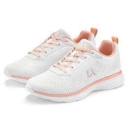 Lascana Damen Sneaker, Gr. 35weiß, lachsfarben, Obermaterial: 60% Textilmaterial, 40% Lederimitat. Decksohle: 100% Textilmaterial. Futter: 100%
