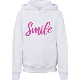 Kapuzenpullover F4NT4STIC "Pink Smile UNISEX HOODIE" Gr. 110/116, weiß, Mädchen, Obermaterial: 65% Baumwolle, 35% Polyester, Pullover, Print