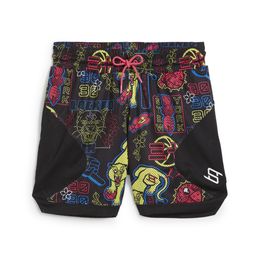 Shorts Puma "STEWIE TOKYO Basketballshorts Damen" Gr. L, Normalgrößen, schwarz (black aop) Damen Hosen