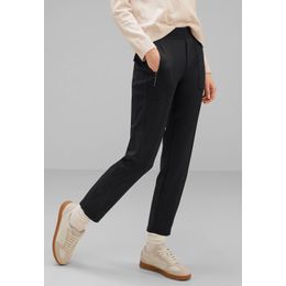 Jogger Pants Street One Gr. 42, Länge 28, schwarz Damen Hosen Middle Waist