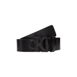 Ledergürtel Calvin Klein Jeans "MONOGRAM TONAL PLAQUE BELT 30MM" Gr. 80, schwarz (black) Damen Gürtel Logoschließe