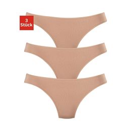 String Lascana "aus hochwertiger Modal-Qualität", Damen, Gr. 32/34, beige, Obermaterial: 94% Modal (TENCEL™), 6% Elasthan, unifarben, körpernah, Unterhosen