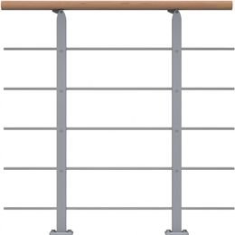 Dolle Br&uuml;stungsgel&auml;nder f&uuml;r Mittelholmtreppe Frankfurt, Hamburg, Berlin, Sydney - Erweiterungs Set, Perlgrau, Handlauf Eiche, wei&szlig;