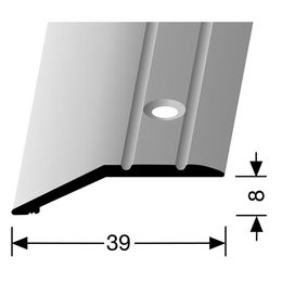 PARKETTFREUND Anpassprofil eloxiert Edelstahloptik Schrauben und D&uuml;bel &Uuml;bergangsschiene, 90 cm, 8 mm