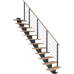 Dolle Mittelholmtreppe Hamburg, inkl. einseitigem Designgeländer, Design (anthrazit), 240 cm - 279 cm,85 cm,Eiche weiß, geölt,Geradelaufend