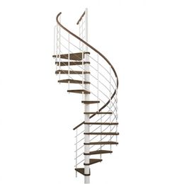 Minka Spindeltreppe Venezia wei&szlig; Wendeltreppe, 120 cm, Walnuss gebeizt & lackiert