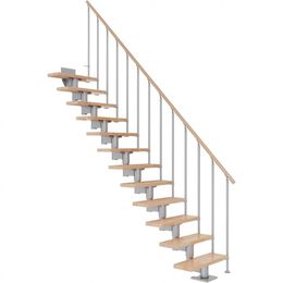 Dolle Mittelholmtreppe Cork, inkl. einseitigem Geländer, Einzelstab (perlgrau), 278 cm - 337 cm,75 cm,Buche,Geradelaufend