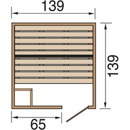 Weka Sauna Massivholzsauna VALIDA, Glast&uuml;r, 139x139 cm