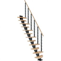 Dolle Mittelholmtreppe Berlin, inkl. einseitigem Designgeländer, Design (anthrazit), 240 cm - 292 cm,Buche, geölt
