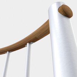 Minka Br&uuml;stungsgel&auml;nder wei&szlig; mit vertikalen St&auml;ben und Holz-Handlauf rund, 160 cm, Eiche