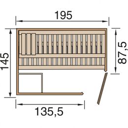 Weka Designsauna Ecksauna KEMI Fichte, Glast&uuml;r, 195x145 cm