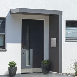 Gutta Rechteckvordach BS Plus mit Briefkasten anthrazit, 160x90x15,5 cm, mit Briefkasten in Edelstahl,mit Seitenblende rechts