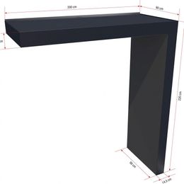 Gutta Rechteckvordach BS Plus mit Seitenteil anthrazit, 200x90x15,5 cm, mit Seitenblende rechts