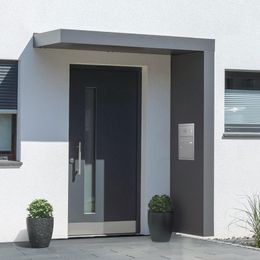 Gutta Rechteckvordach BS Plus mit Briefkasten und Klingel anthrazit, 200x90x15,5 cm, mit Briefkasten und Klingel in Edelstahl,mit Seitenblende rechts