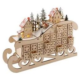 befüllbarer Adventskalender Home Affaire "Schlitten" beige (natur) mit stimmungsvoller Beleuchtung