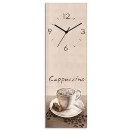 Wanduhr Artland "Cappuccino - Kaffee" Wanduhren Gr. B/H/T: 20 cm x 60 cm x 1,8 cm, Funkuhr, beige (natur) wahlweise mit Quarz- oder Funkuhrwerk, lautlos ohne Tickgeräusche