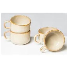 Tasse GIPFELSTÜCK "Nebelwald" Trinkgefäße Gr. 220 ml, 4 tlg., beige (beige, braun) Kaffeetasse Scandi-Style, Reaktivglasur, jedes Stück ein Unikat, 4-teilig