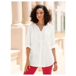 Longbluse Inspirationen Gr. 40, beige (ecru), Damen, 100% Baumwolle, Spitze:100% Baumwolle, unifarben, Blusen