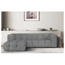 Ecksofa LeGer Home by Lena Gercke "TALISHA L-Form" Sofas Gr. B/H/T: 276cm x 75cm x 178cm, Chenille-Struktur, Ottomane links, grau moderne Steppung, hoher Sitzkomfort