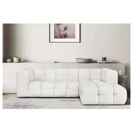 Ecksofa LeGer Home by Lena Gercke "TALISHA L-Form" Sofas Gr. B/H/T: 276cm x 75cm x 178cm, Chenille-Struktur, Ottomane rechts, beige (creme) moderne Steppung, hoher Sitzkomfort