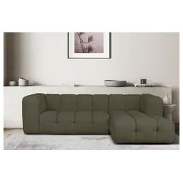 Ecksofa LeGer Home by Lena Gercke "TALISHA L-Form" Sofas Gr. B/H/T: 276cm x 75cm x 178cm, Struktur weich, Ottomane rechts, grün (oliv) moderne Steppung, hoher Sitzkomfort