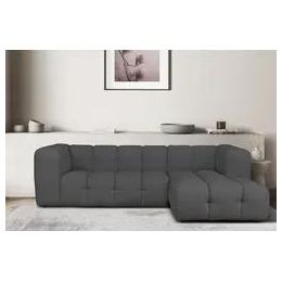 Ecksofa LeGer Home by Lena Gercke "TALISHA L-Form" Sofas Gr. B/H/T: 276cm x 75cm x 178cm, Struktur weich, Ottomane rechts, grau (dunkelgrau) moderne Steppung, hoher Sitzkomfort